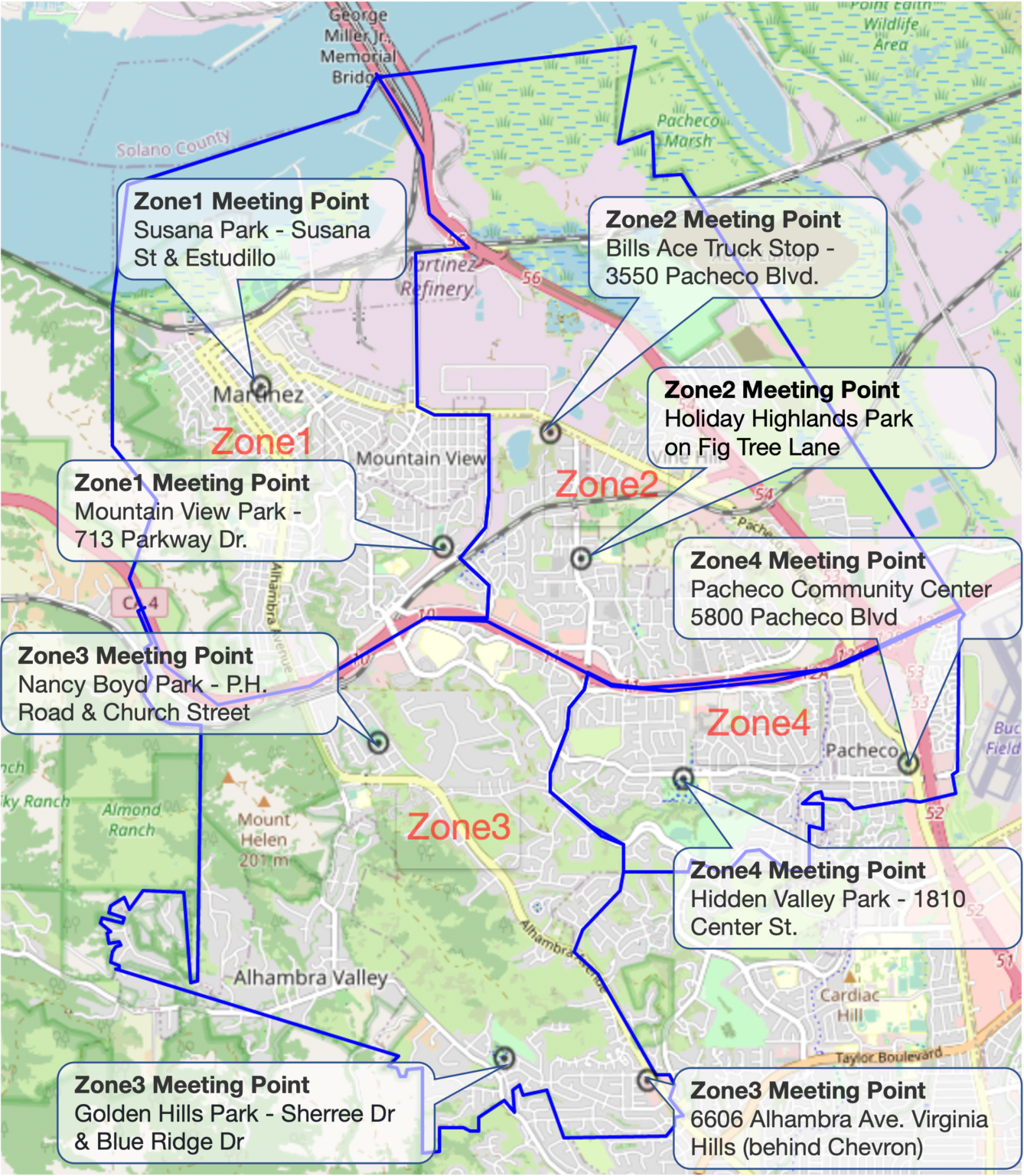 Martinez Area CERT-Zone Assembly, Map, and Equipment Locations